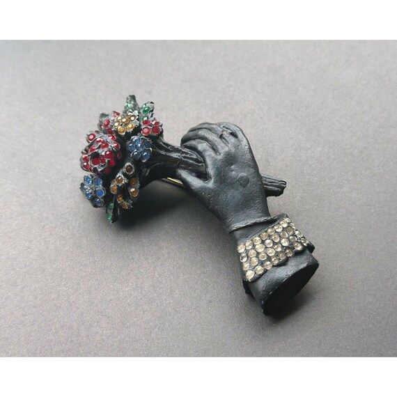 Rare 1940’s Figural Hand Brooch Holding A Bouquet Of … - Gem