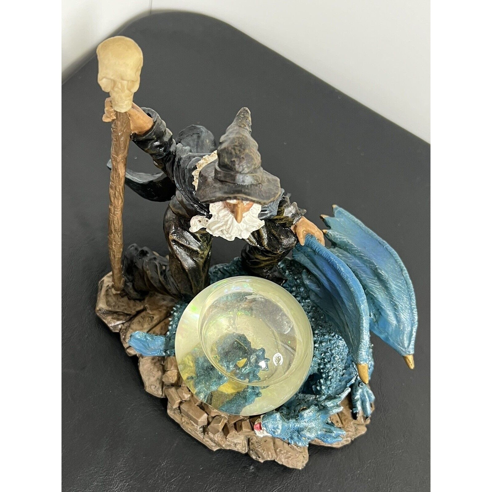 Magic Mystical Wizard and Dragon With Globe Figurine Collectible 6.5 - Etsy