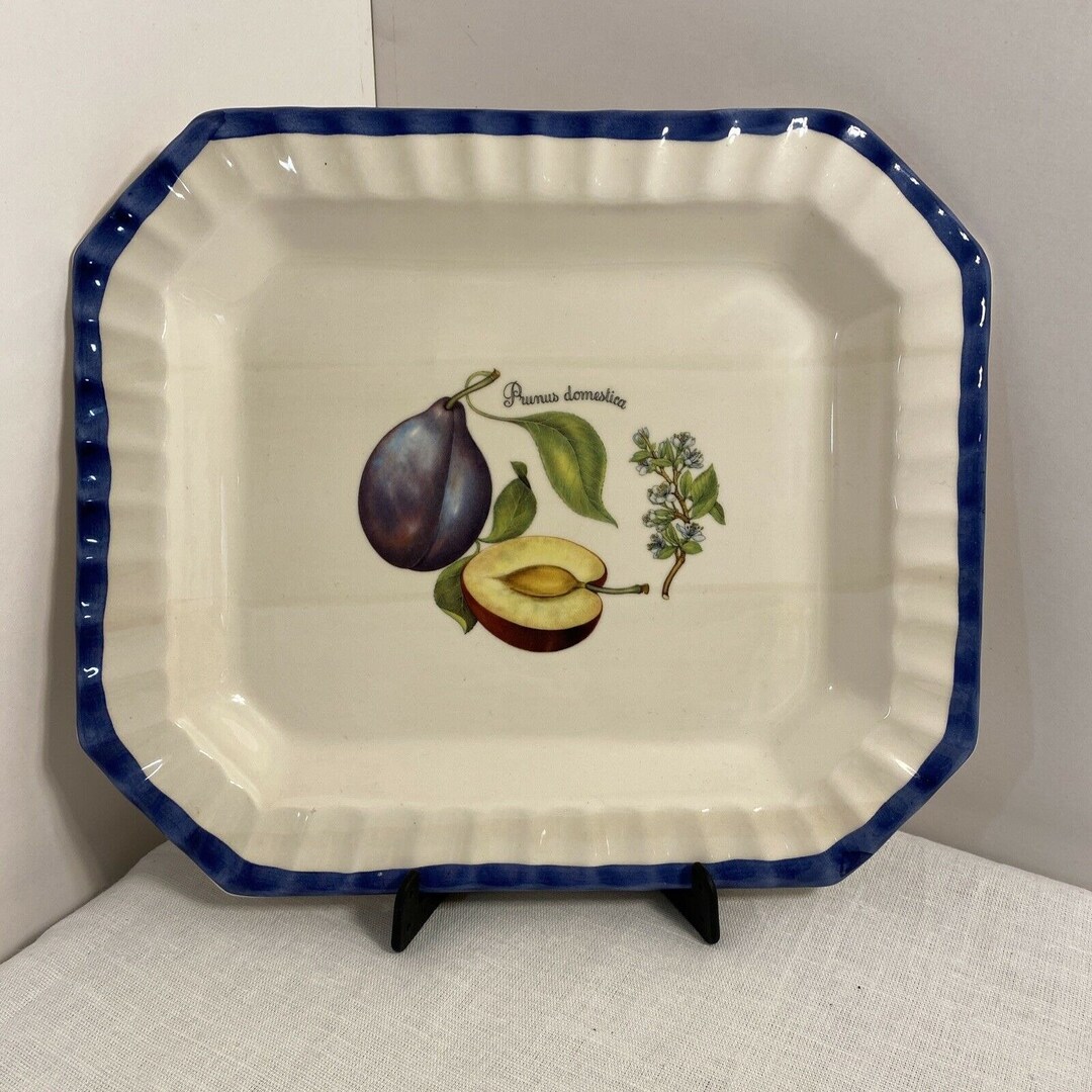 Vintage Ceramica Due Torri Ceramic Serving Platter Blue Trim prunus ...