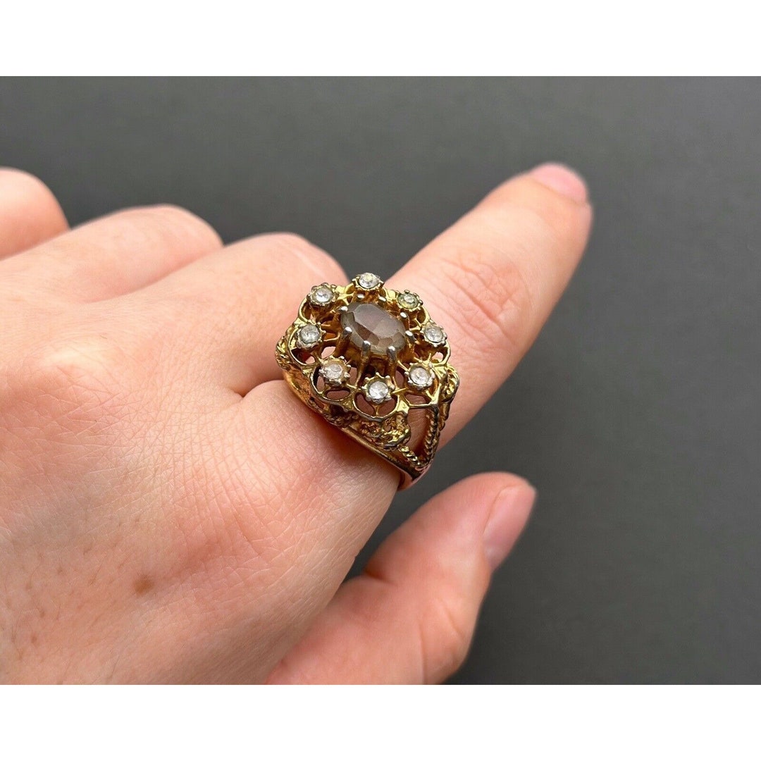 Vintage 18KT HGE GOLD Filigree Ring Sz. 7, 7g - Etsy
