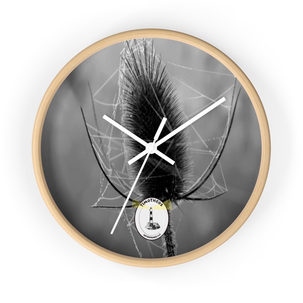 Custom Wall Clock Featuring a Black and White Photograph of a Spider ...