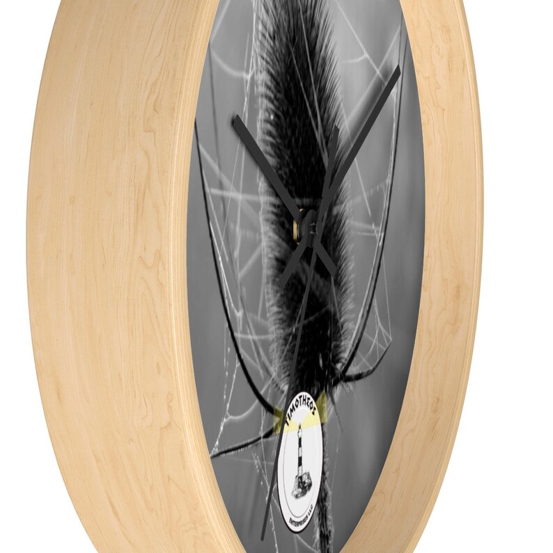 Custom Wall Clock Featuring a Black and White Photograph of a Spider ...