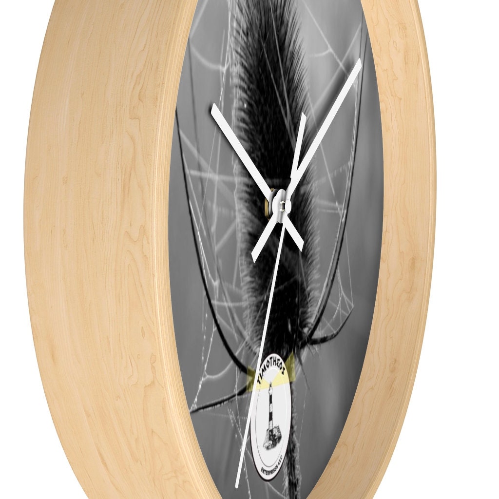 Custom Wall Clock Featuring a Black and White Photograph of a Spider ...