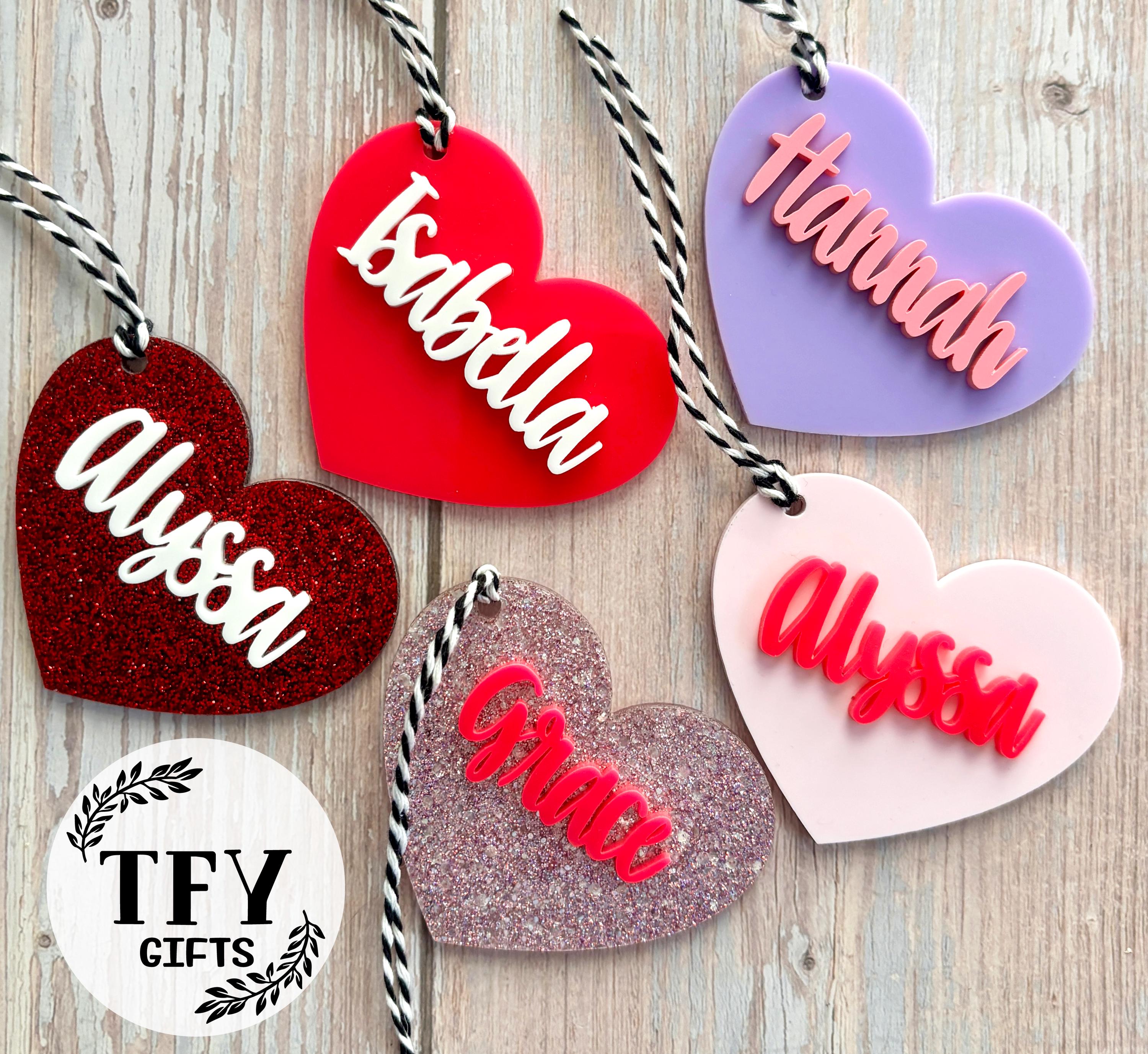 Personalized Valentine's Day Name Tag, Heart Name Tag, Valentine's Gift ...