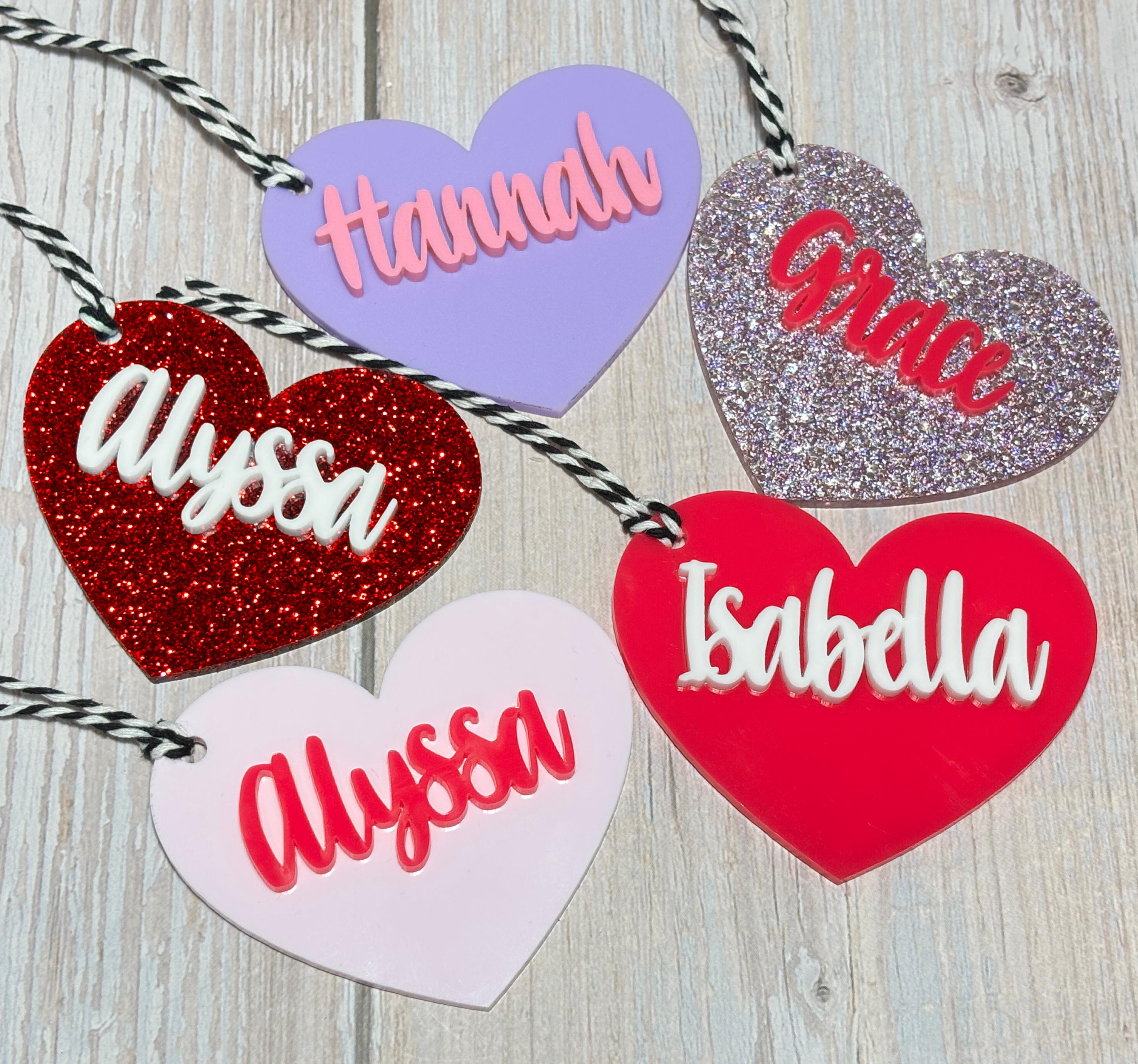 Personalized Valentine's Day Name Tag, Heart Name Tag, Valentine's Gift ...