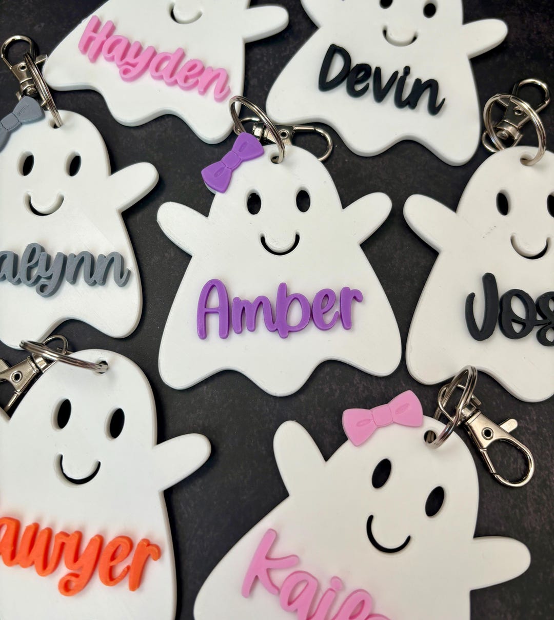 Personalized Ghost Keychain, Ghost Bag Tag, Halloween Name Tag, Ghost ...