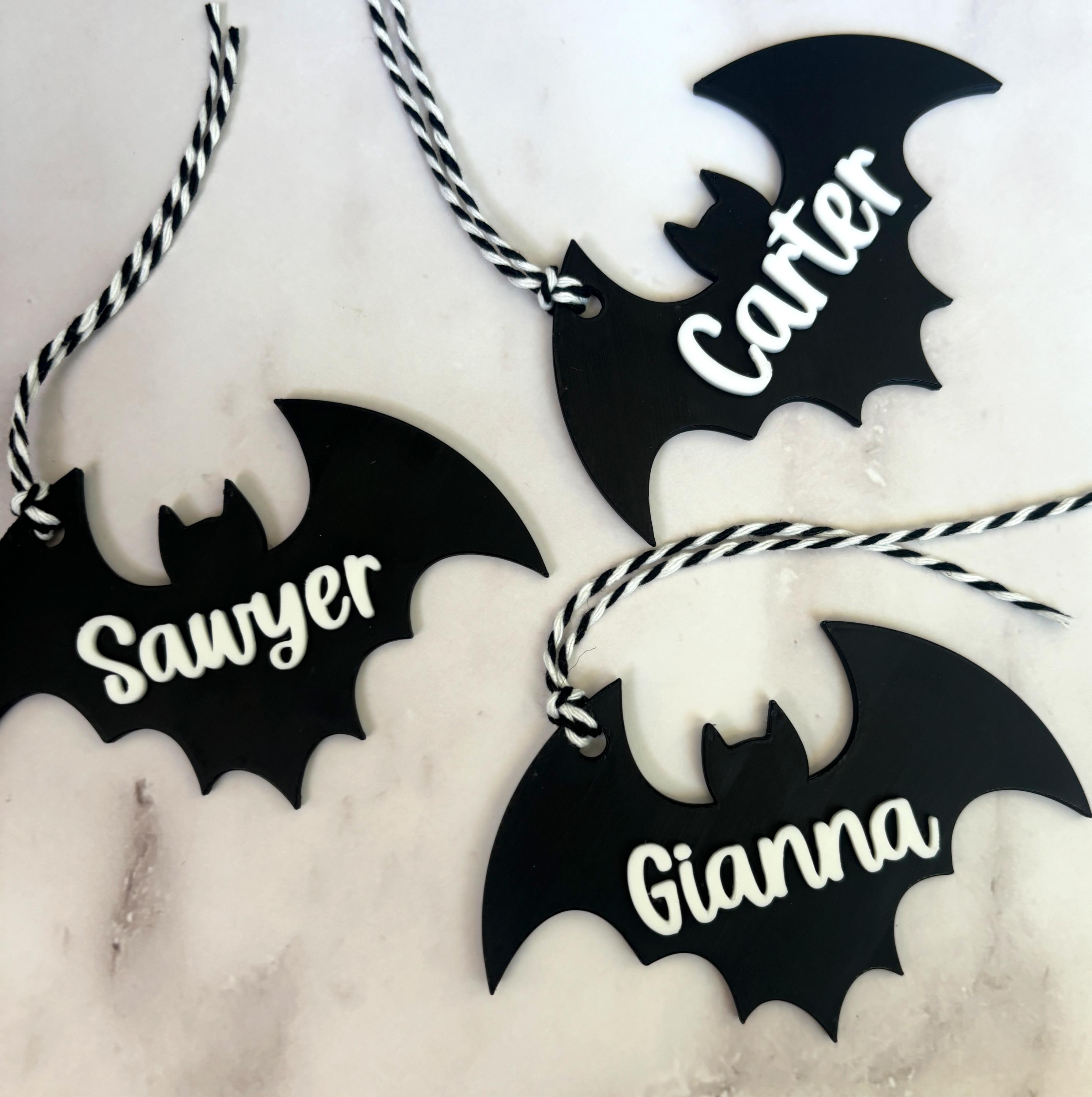 Personalized Bat Name Tag, Halloween Basket Tag, Boo Basket Tags, Bat ...