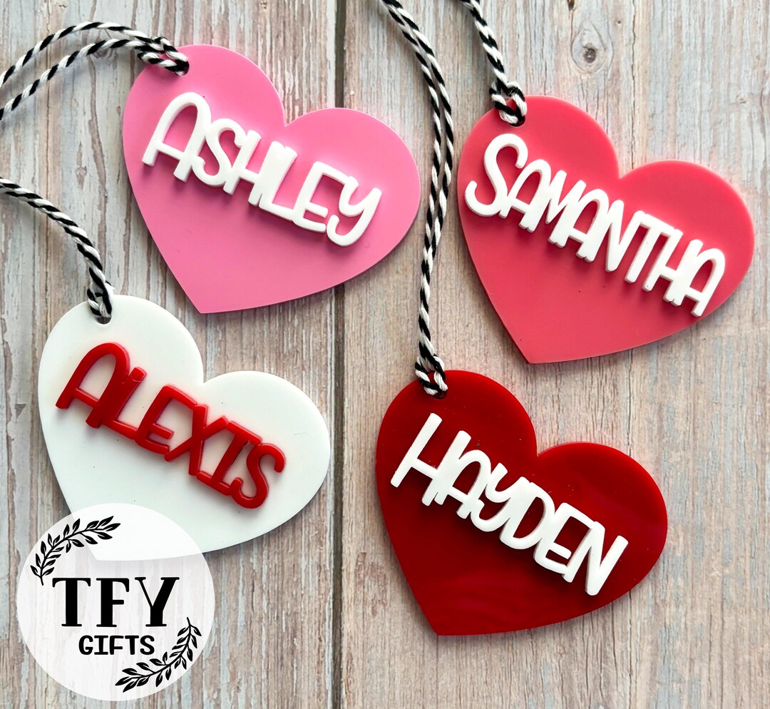 Personalized Valentine's Day Name Tag, Heart Name Tag, Valentine's Gift ...