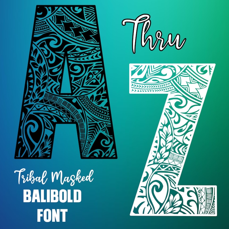 DIGITAL Polynesian Tribal SVG & PNG Letter Pack - Balibold Font - Etsy