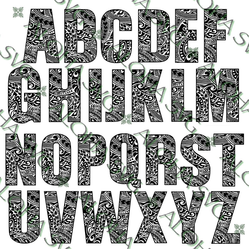 DIGITAL Polynesian Tribal SVG & PNG Letter Pack Balibold - Etsy