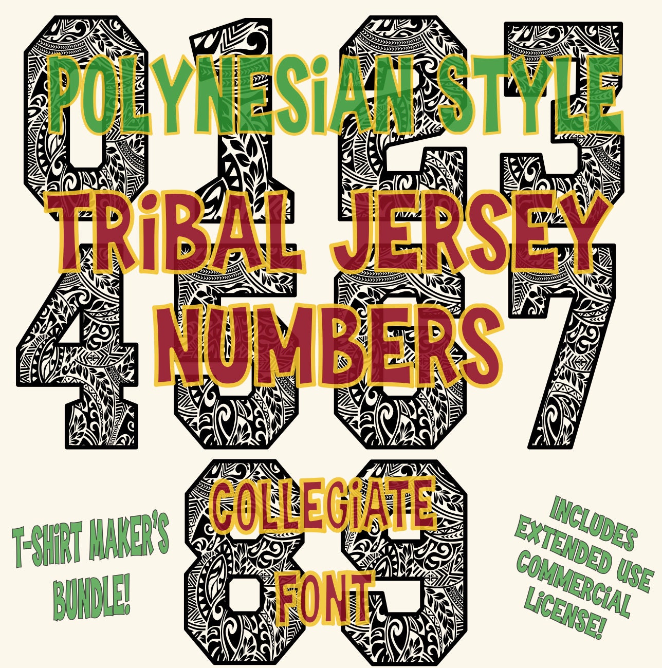 Polynesian Tribal Team Jersey Numbers Collegiate Font PNG Pack - Etsy