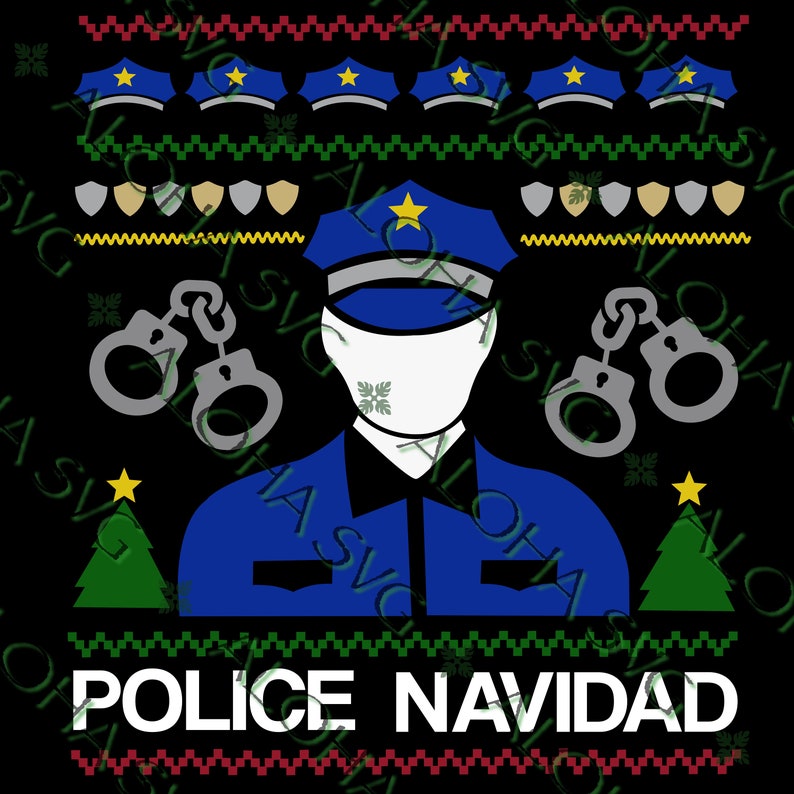 PNG/SVG Police Navidad Ugly Christmas Sweater Digital Design - Etsy