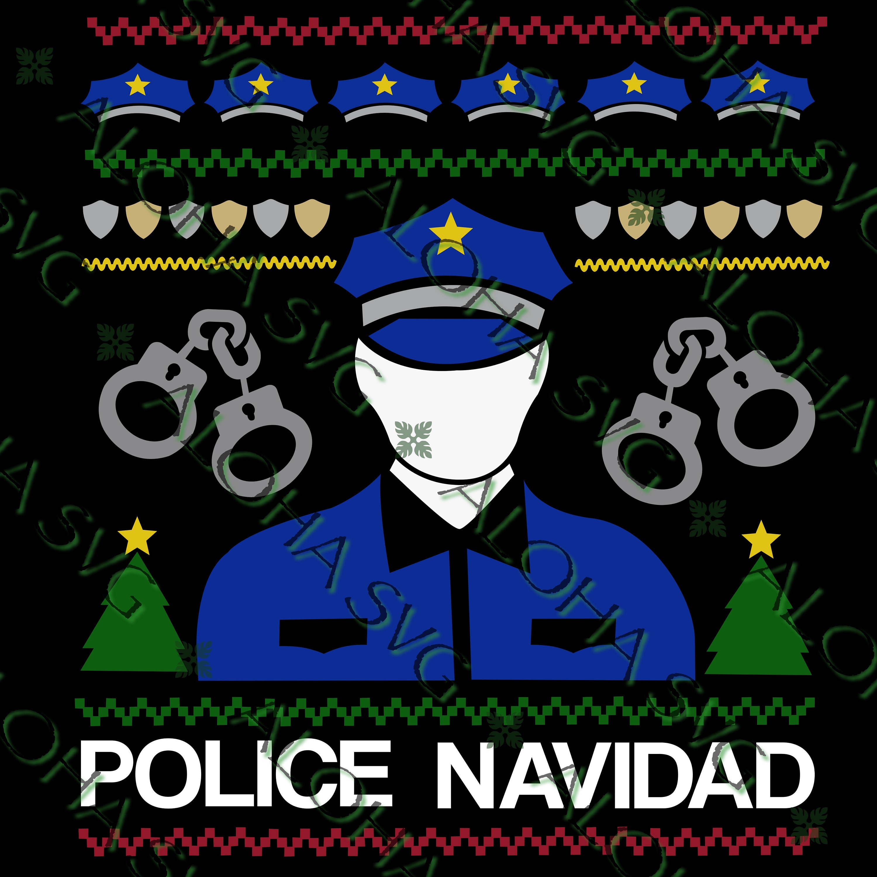 PNG/SVG Police Navidad Ugly Christmas Sweater Digital Design - Etsy