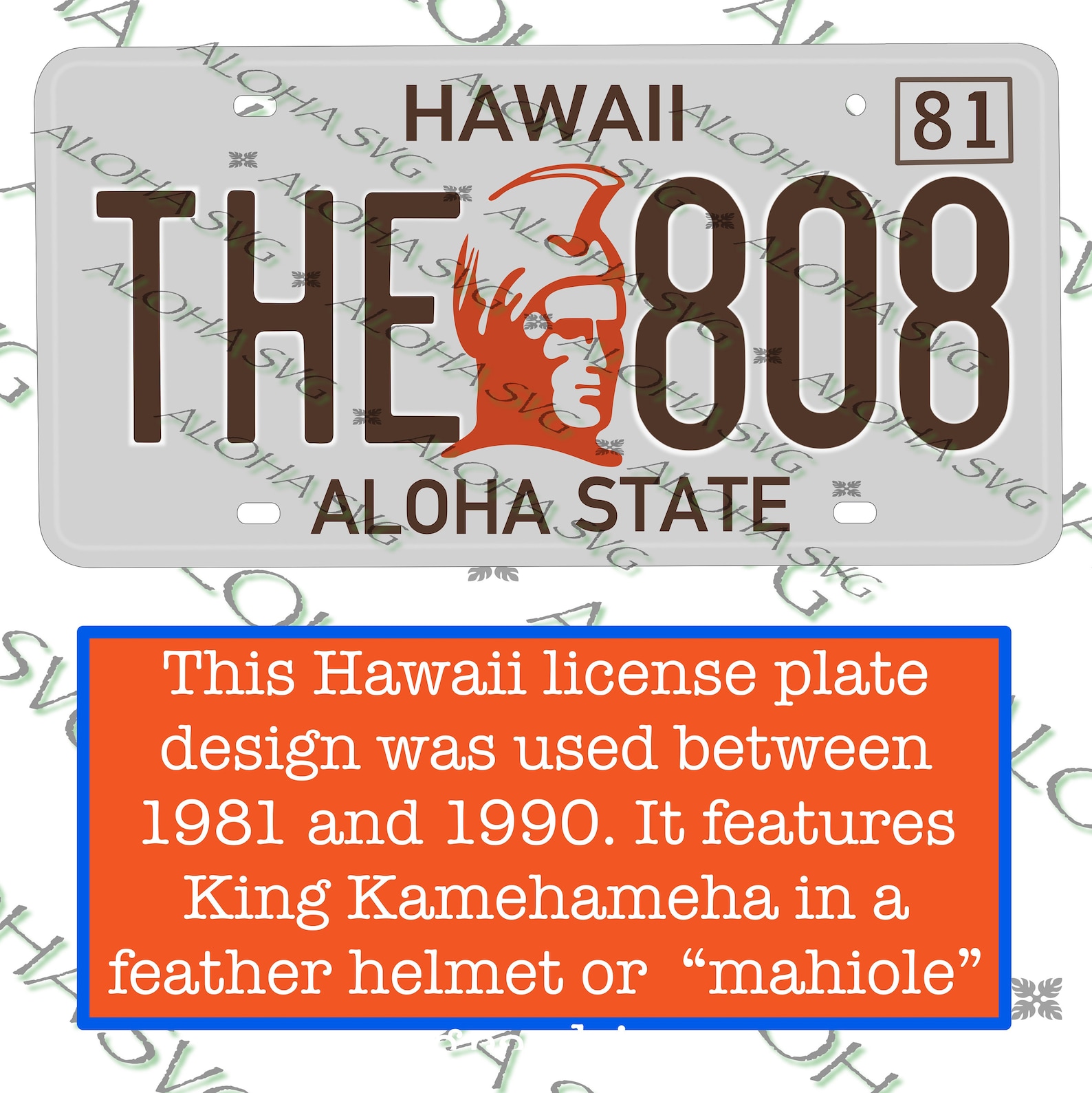 SVG/PNG 3 Hawaii THE 808 Aloha State License Plate Designs - Etsy