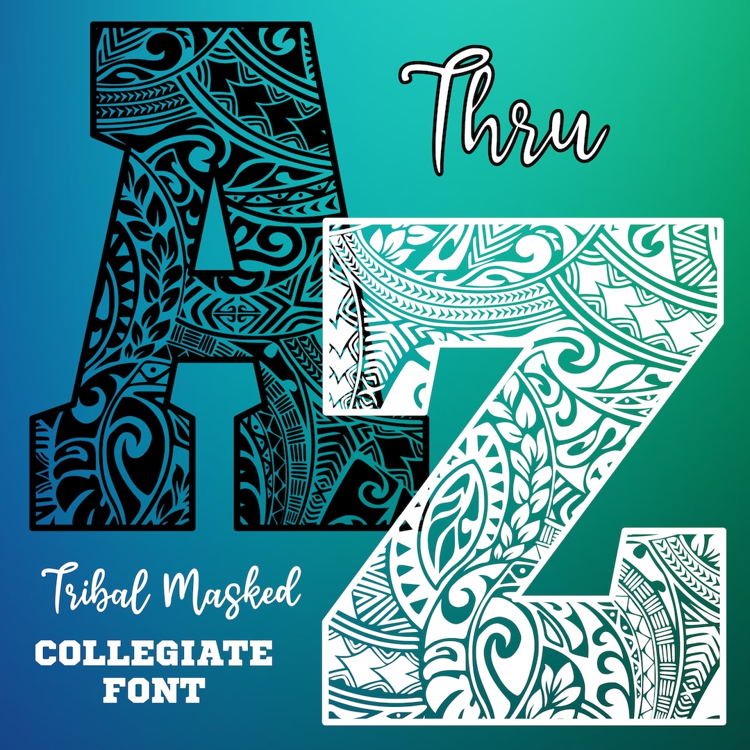 DIGITAL Polynesian Tribal PNG Letter Pack - Collegiate Font - Etsy