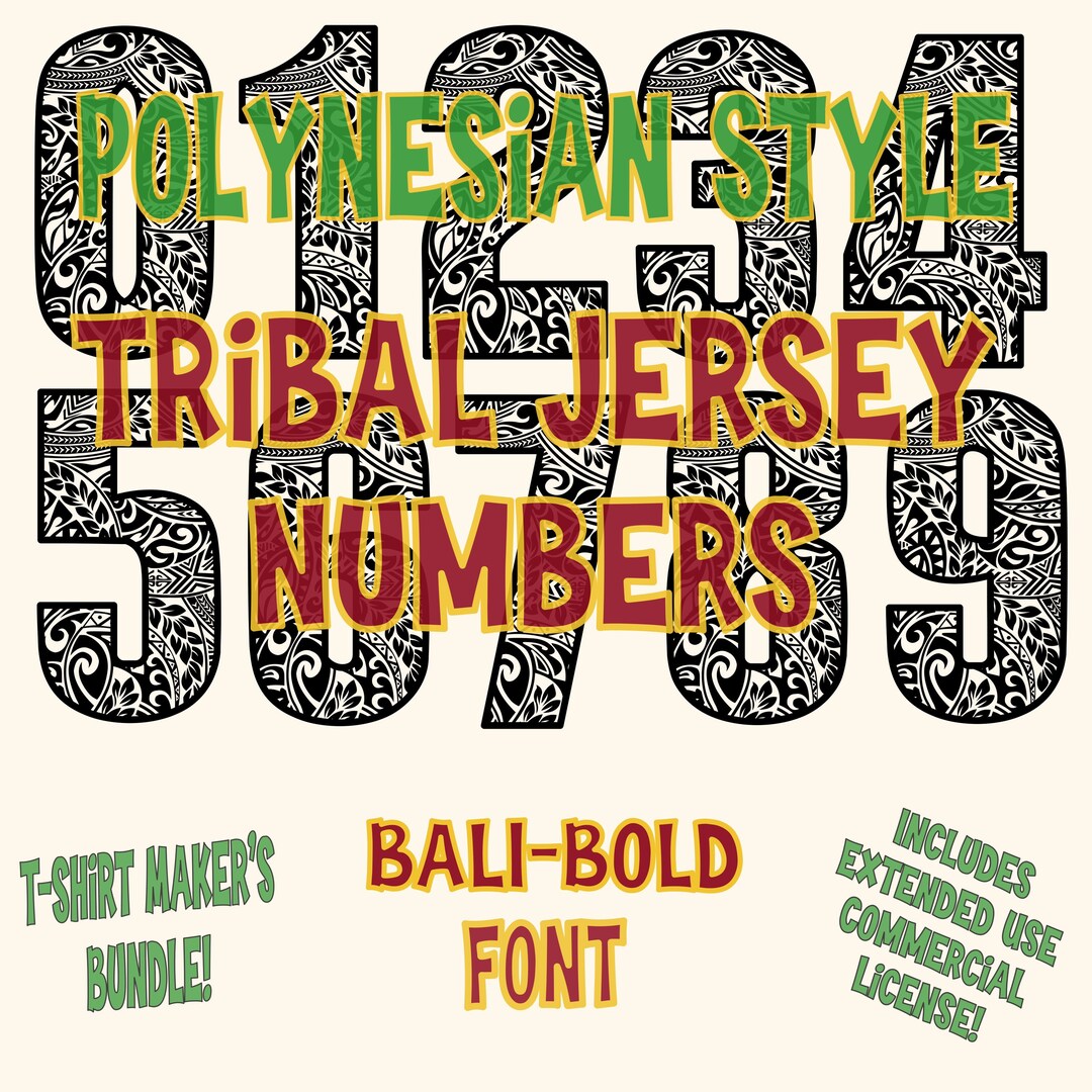 Polynesian Tribal Team Jersey Numbers Balibold Font PNG Pack - Etsy