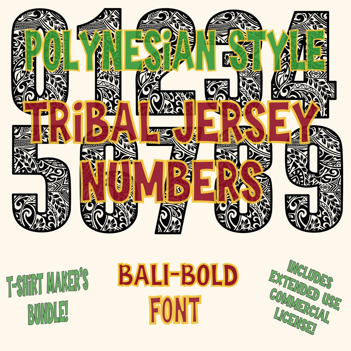 Polynesian Tribal Team Jersey Numbers Balibold Font PNG Pack - Etsy