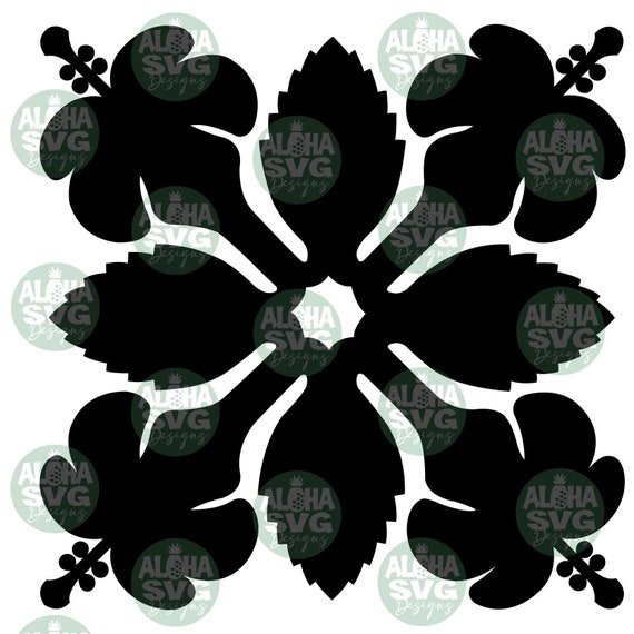 Hibiscus Hawaiian Quilt Block SVG/PDF/PNG - Etsy