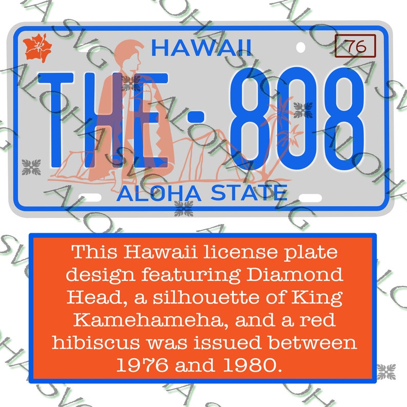 SVG/PNG 3 Hawaii THE 808 Aloha State License Plate Designs - Etsy