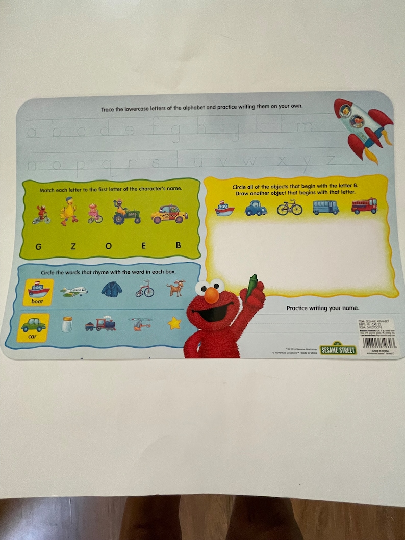 Sing the Alphabet Song With Elmo Durable Place Mat - Etsy