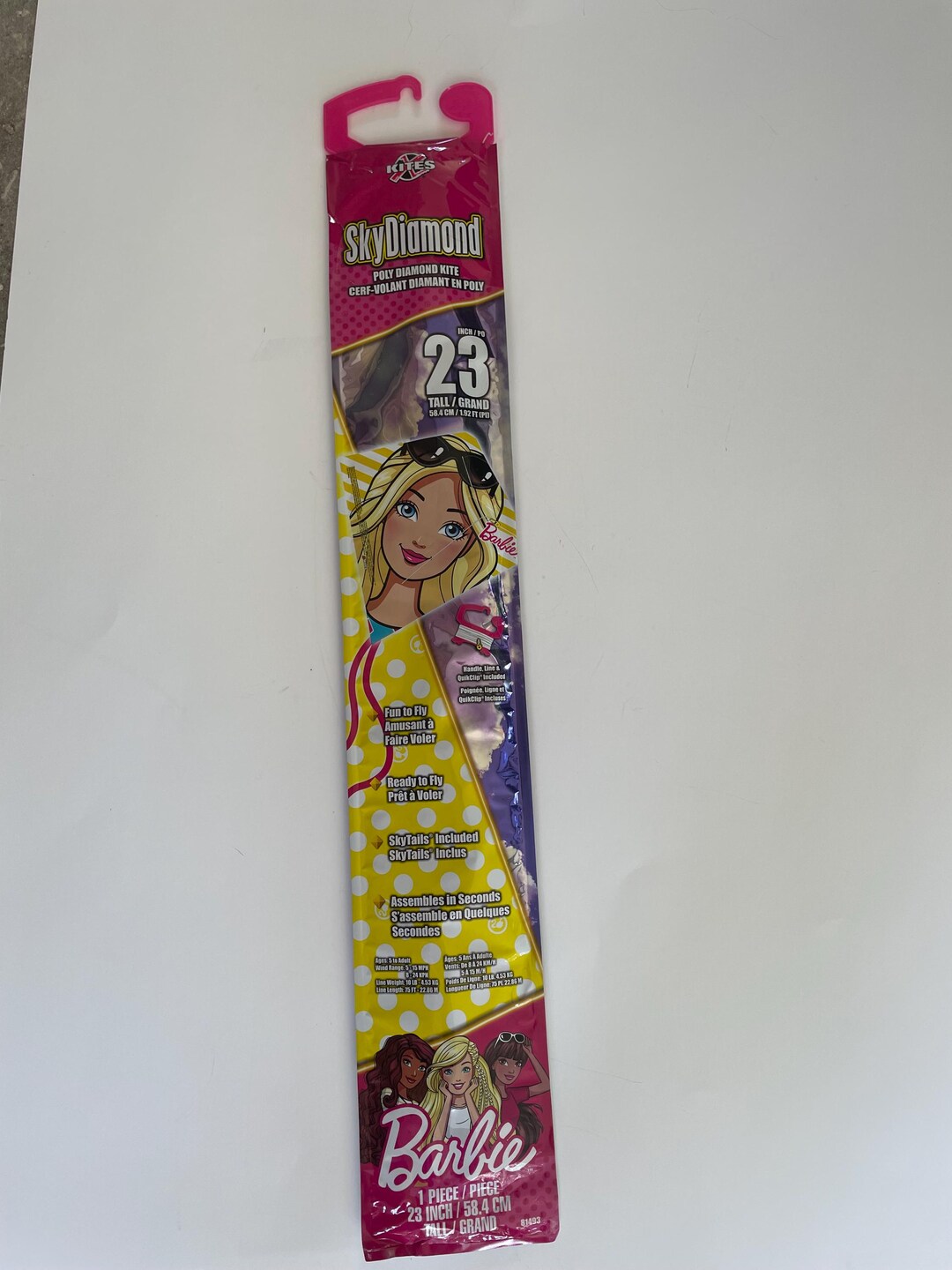 One 23 Inch Barbie Poly Diamond Kite With Sky Tails Handle Line and Quik Clip Included - Etsy