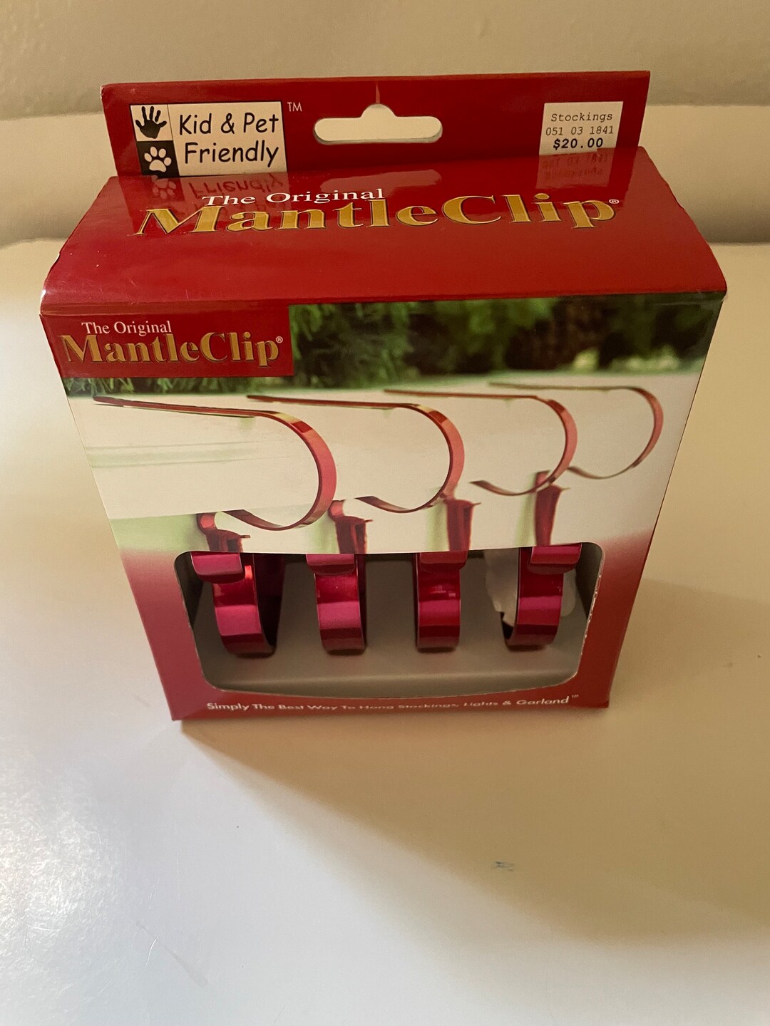 Four Original Red Mantle Clips for Hanging Stockings Lights and Garland ...