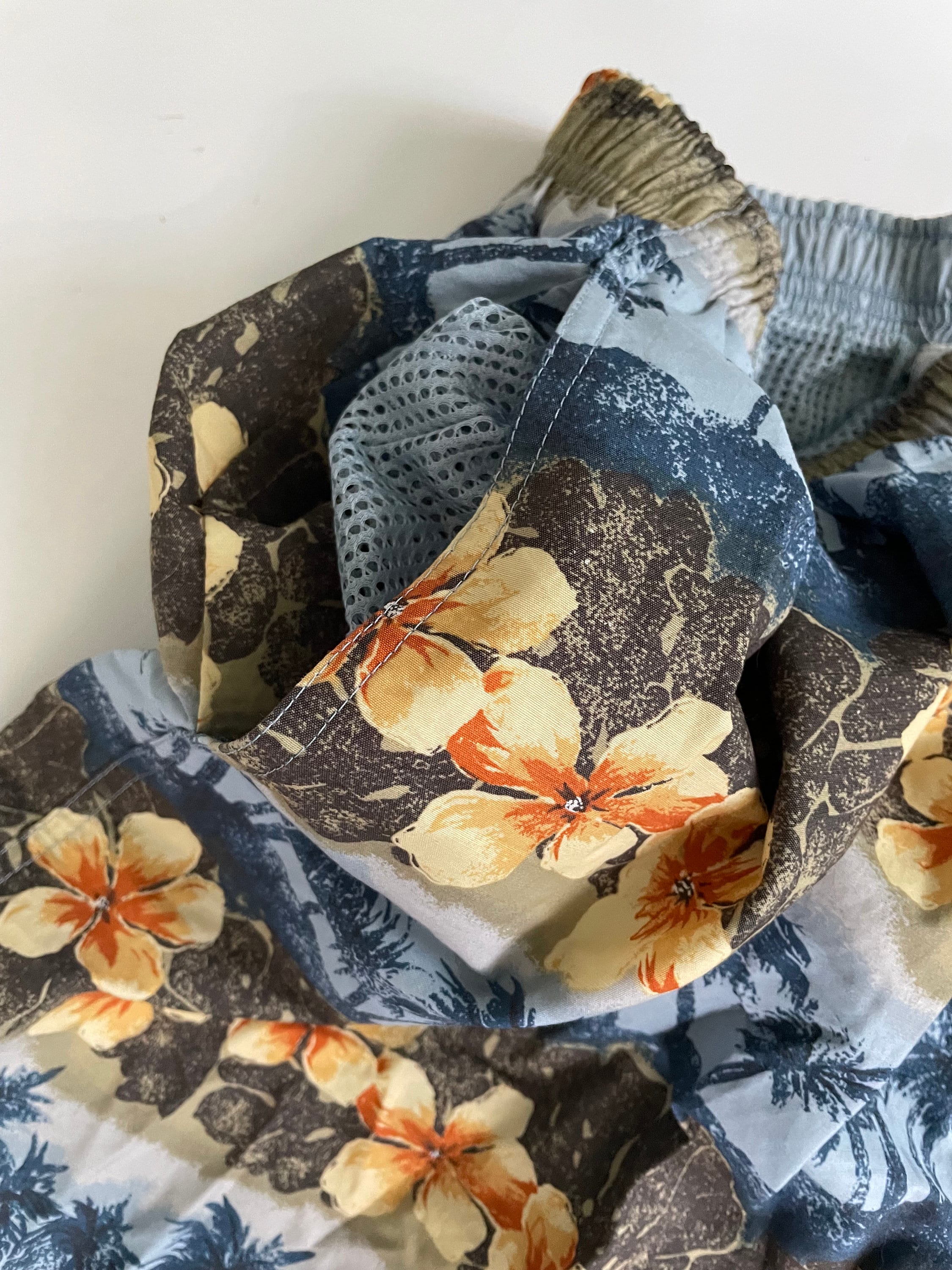 XL Speedo Men's Blue Floral Tropical Draw String Swim Trunks With Side ...