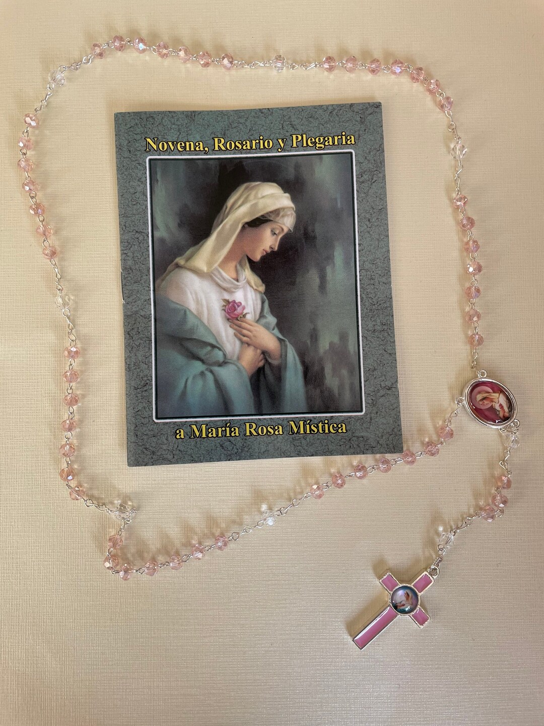 Mystical Rose Rosary Pink Crystal Rosario a Maria Rosa Mistica Cristal ...