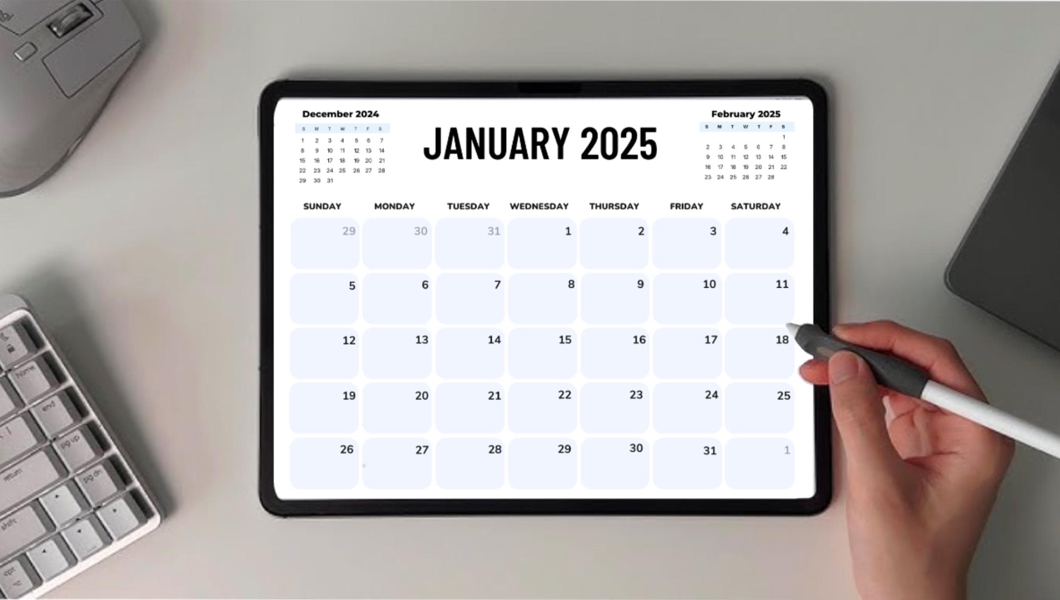 2025 Minimalist Printable Monthly Calendar Template | INSTANT DOWNLOAD ...