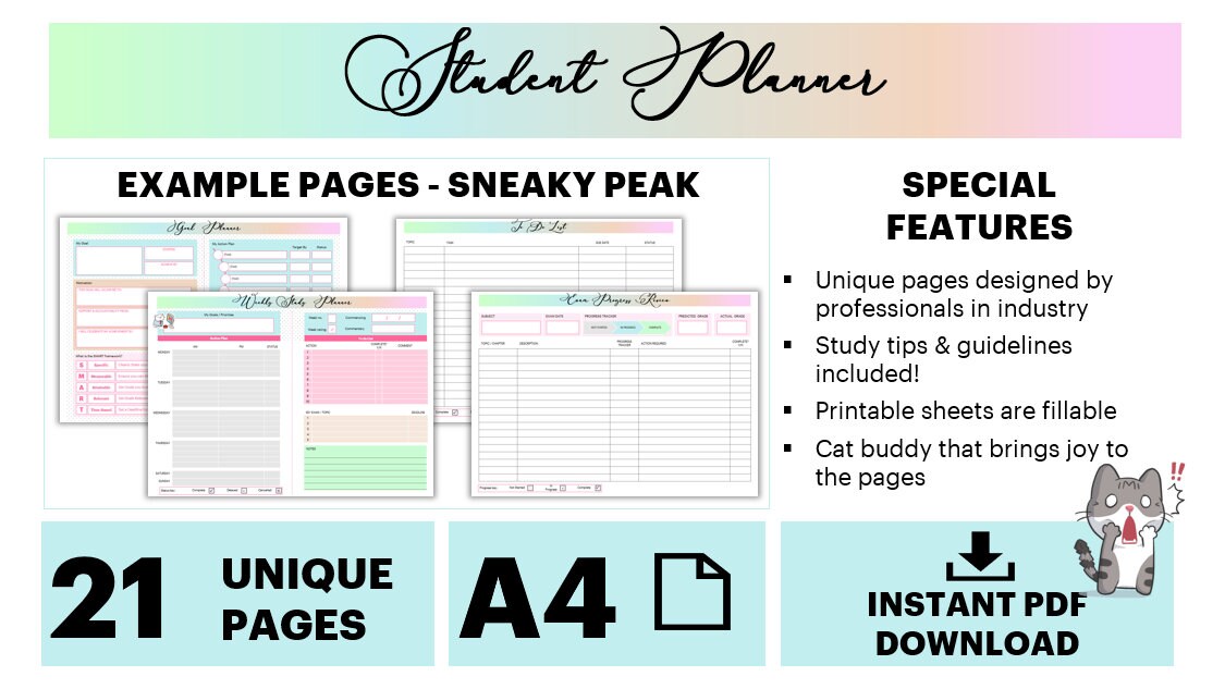 The Ultimate Student Planner, Ultimate Student Exam Prep Kit, Printable ...