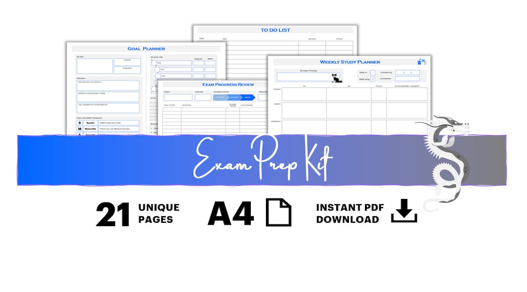Student Exam Prep Kit, Printable Exam Planner, College Study Planner ...