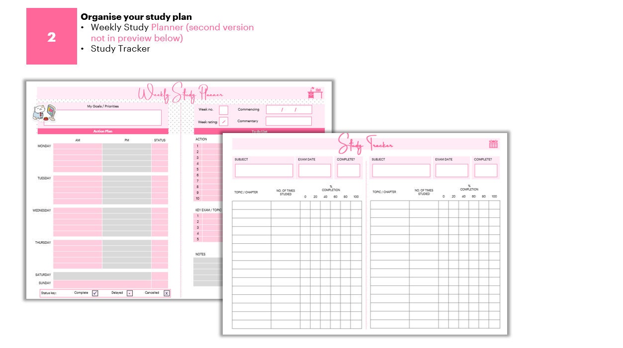 Student Exam Prep Kit, Printable Exam Planner, College Exam Study ...