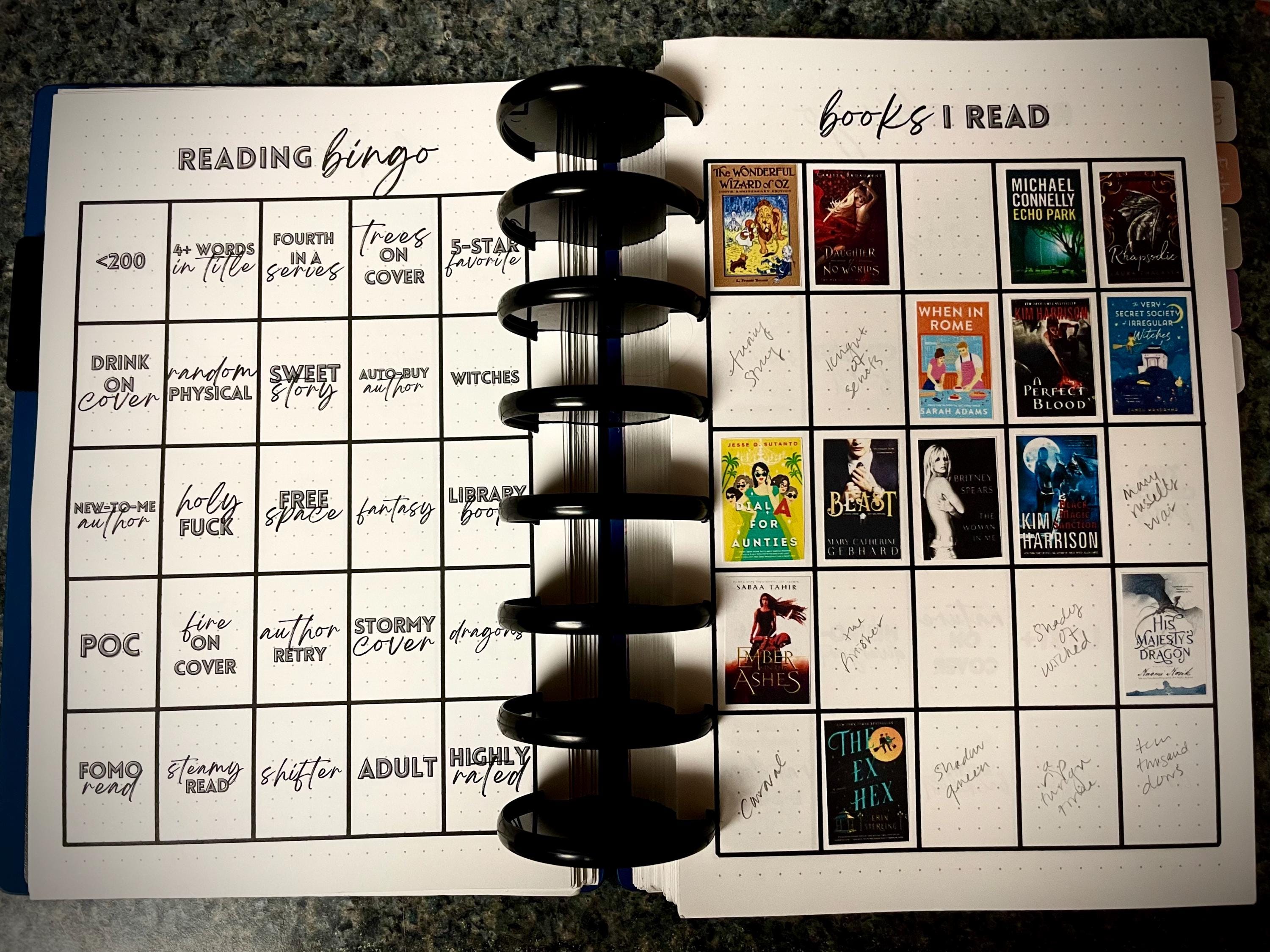 Book Bingo Boards- Reading Planner Printable Spreads- Book Journal ...