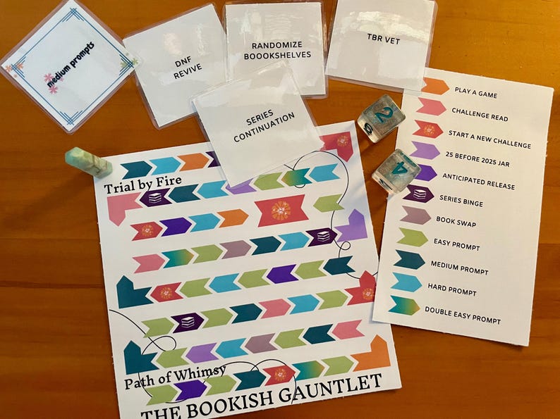 The Bookish Gauntlet TBR Game | Printable Reading Challenge | Digital ...