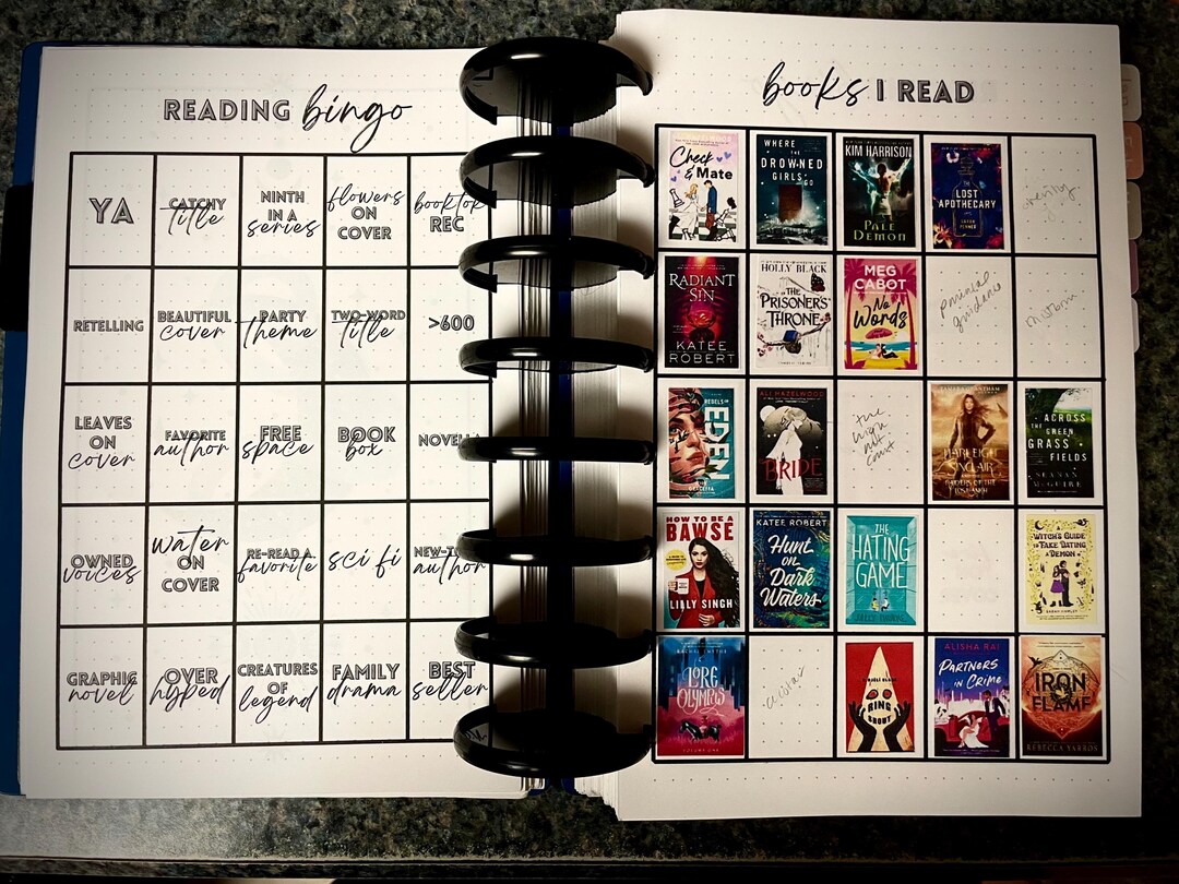 Book Bingo Boards- Reading Planner Printable Spreads- Book Journal ...