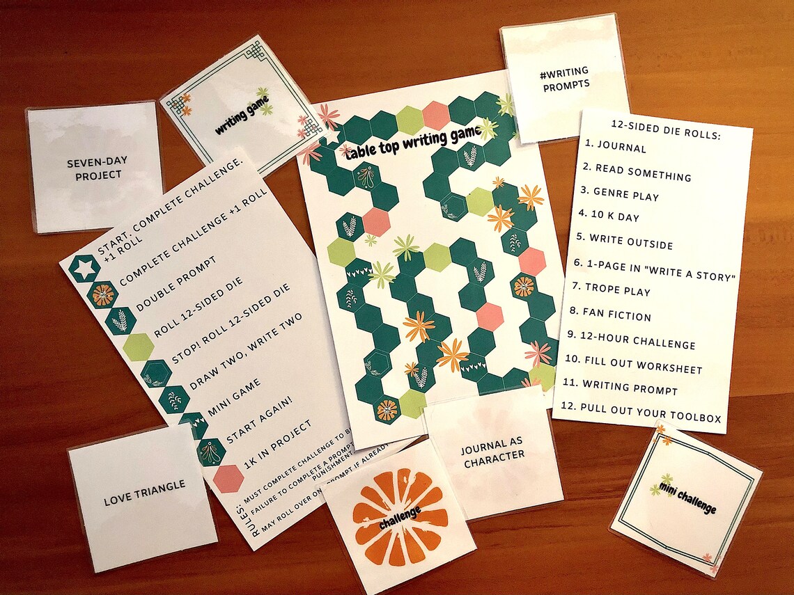 Printable Tabletop Writing Prompt Game - Creative Writer Gift (digital ...