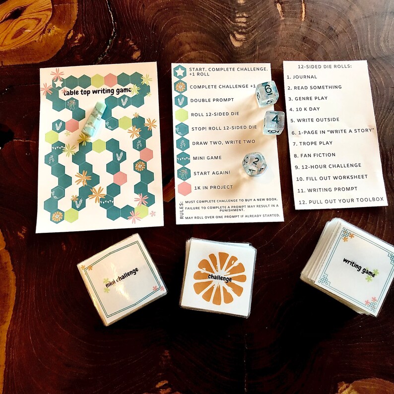 Printable Table Top Writing Game - Writing Game - Writing Challenge ...