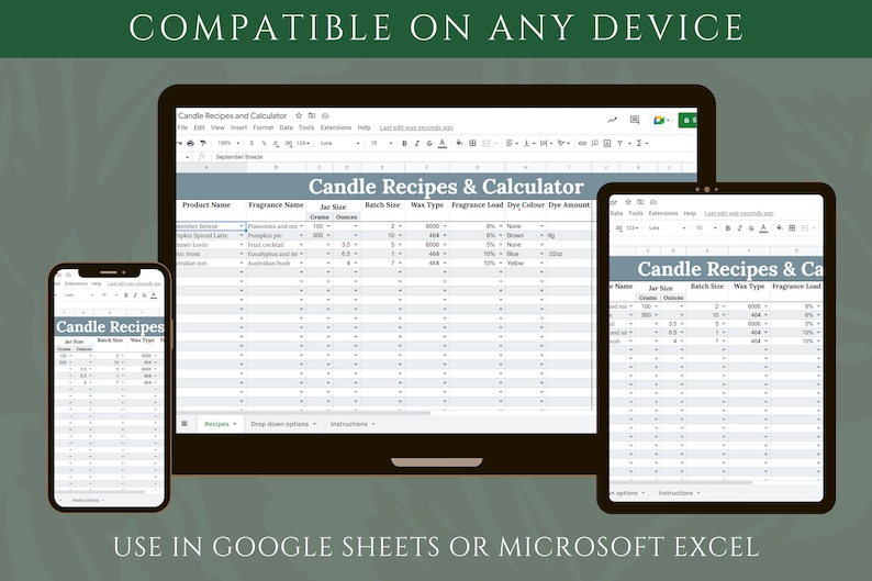 Ultimate Candle Calculator, Candle Recipe Tracking, Candle Spreadsheet ...