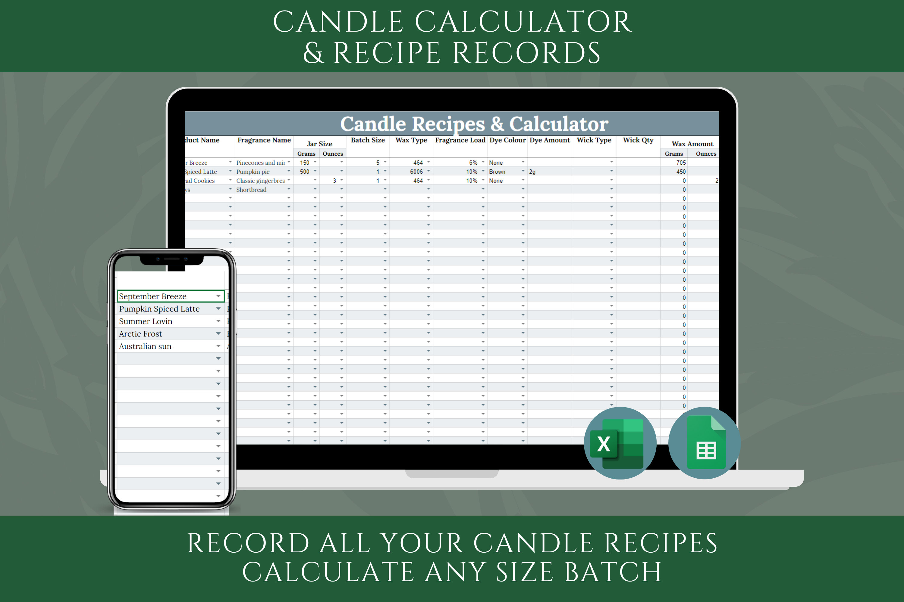 Ultimate Candle Calculator, Candle Recipe Tracking, Candle Spreadsheet ...