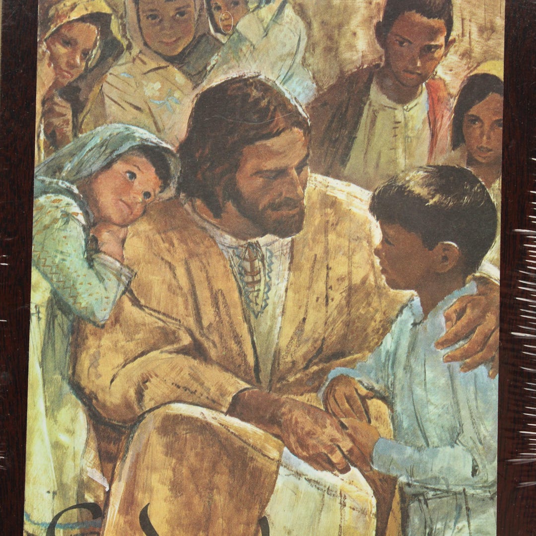 Vintage "christ With Children" by Richard Hook Picture - 1970s, Jesus ...