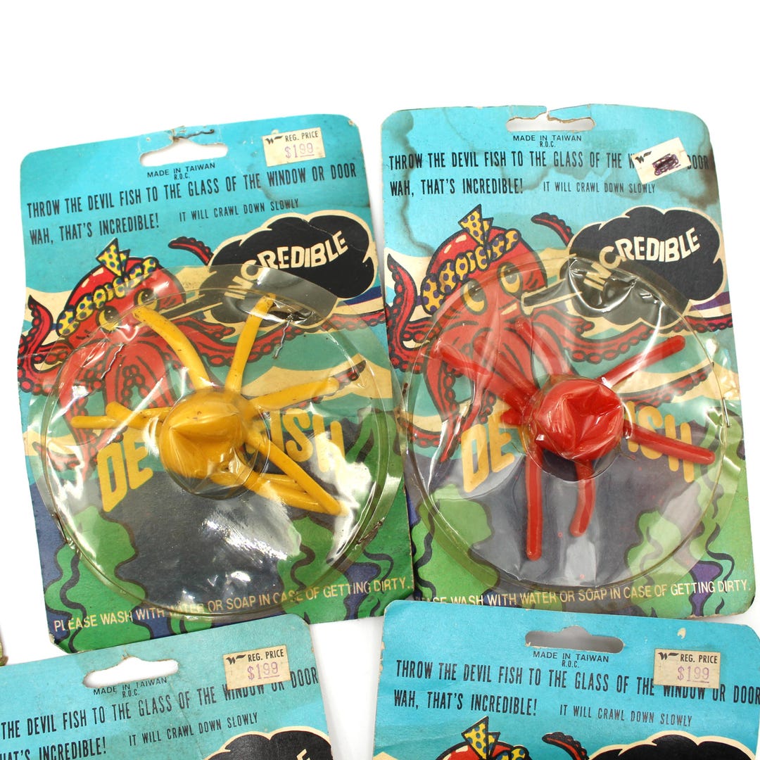 Vintage Deadstock devil Fish Sticky Wall Climbers Octopus, Crawlers ...