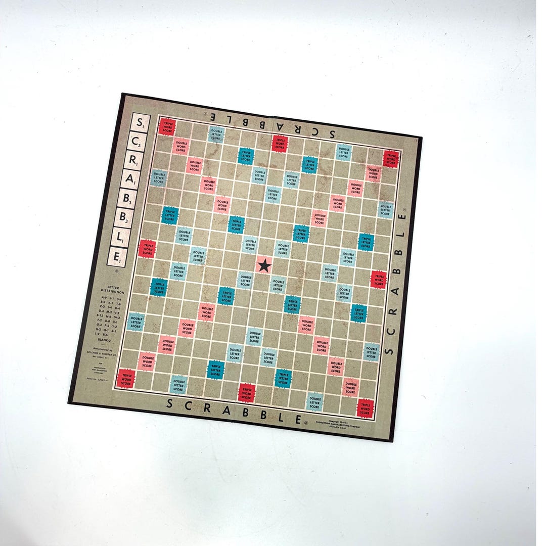 Vintage 1948 Scrabble Game Board (board Only) - Replacement, Selchow ...
