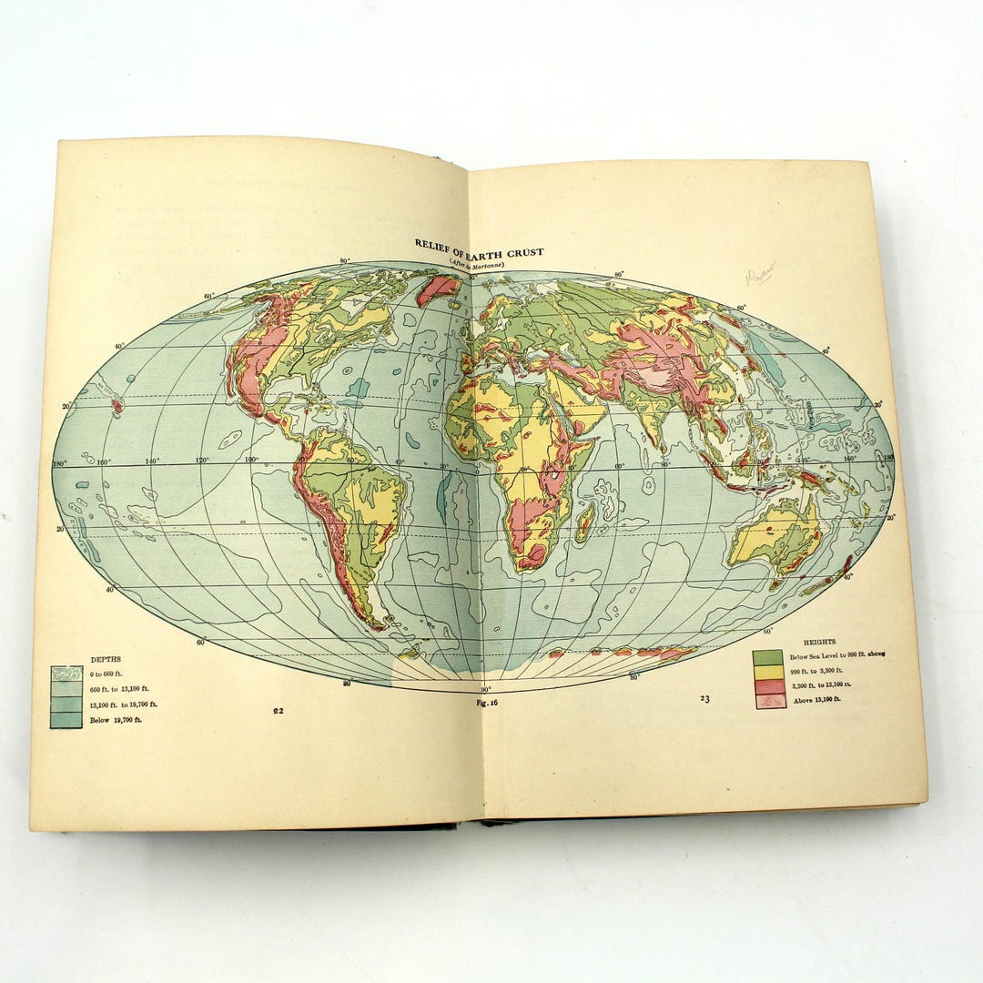 1924 Geography Textbook Atlas, Maps, 1920s, Antique, Antiquarian ...