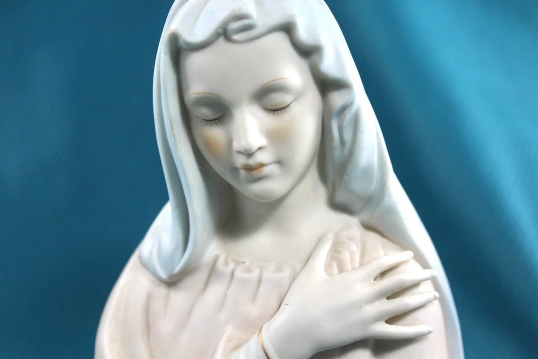 Lovely Vintage Virgin Mary Figurine Planter White Etsy