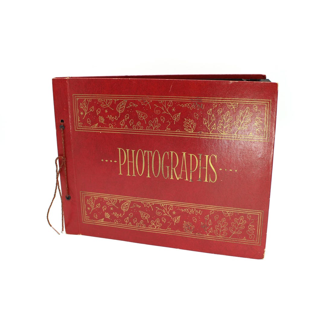 Vintage Red Scrapbook or Photo Album - 14x11, Empty, Leather-like Vinyl ...