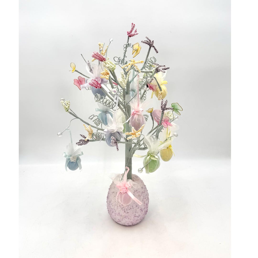 Vintage Easter Tree With Wooden Egg Ornaments - Miniature, Spring ...