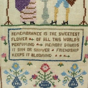 Sweet 1930s Sampler - Vintage, Framed, Cross-stitch, Picture ...
