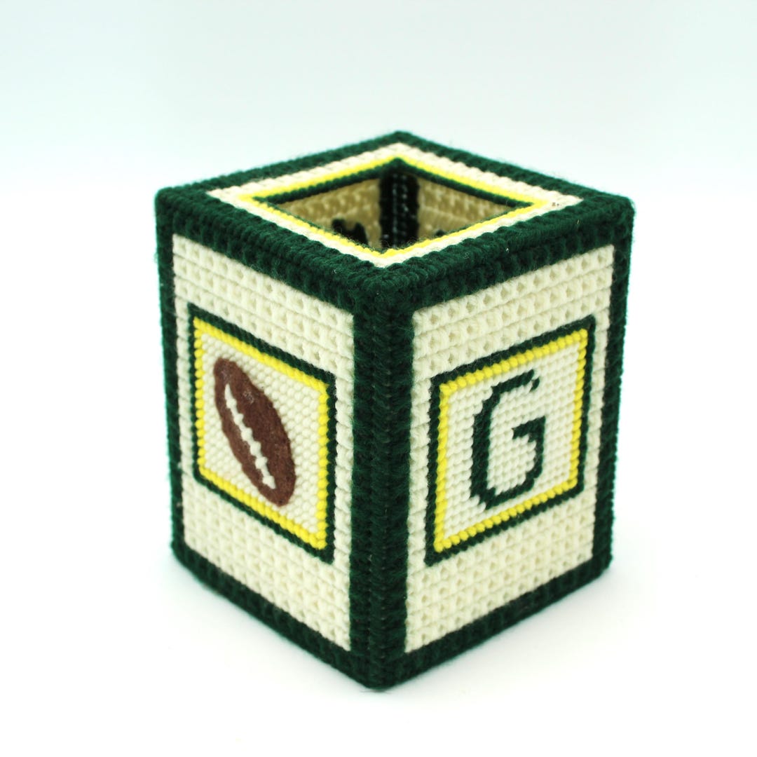 Vintage Green Bay Packers Needlepoint Tissue Box Cover or Holder 1970s ...