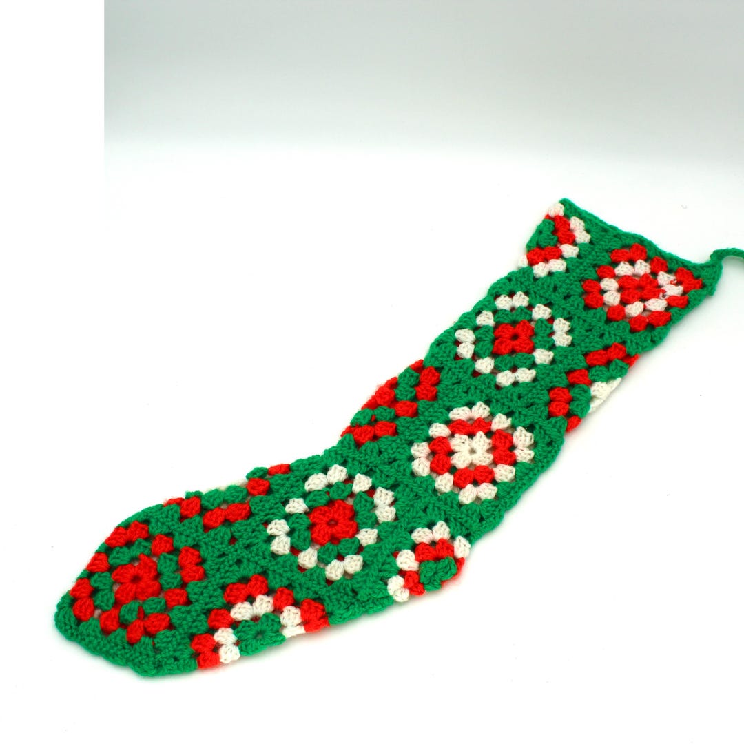 Vintage Crocheted Christmas Stocking - Retro, 80s, 1980s, Granny ...