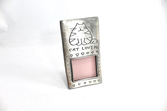 Photography Vintage pewter cat picture frame stand 5x7 pet pictures ...